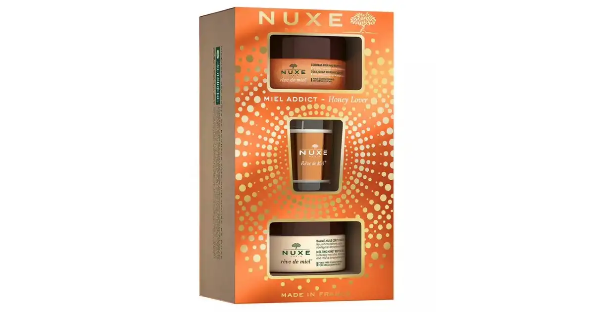 NUXE Zestaw prezentowy REVE DE MIEL Peeling do ciała 175ml+Balsam do ciała 200ml+Świeca ...