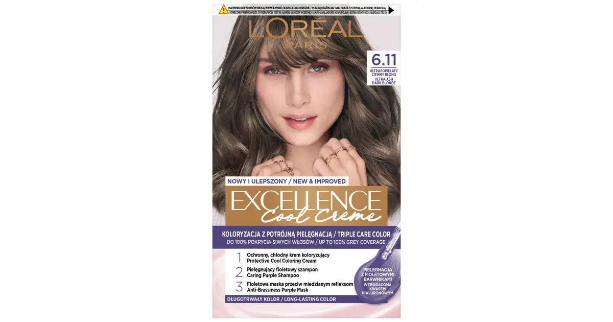 Loreal Excellence Cool Creme Farba do włosów - 6.11 Ultrapopielaty Ciemny Blond 192ml ...