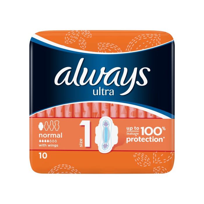 ALWAYS ULTRA NORMAL 1 Podpaski higieniczne ze skrzydełkami - 10 sztuk ...